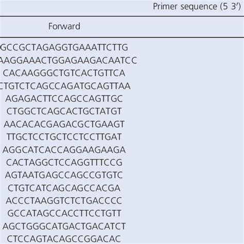 forward and reverse primer sequences for quantitative real time pcr
