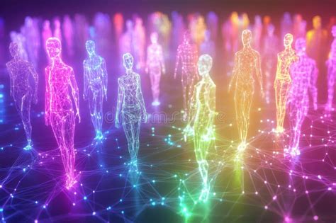 Colorful 3d Avatars Connected By Glowing Lines Representing Digital Social Networks And