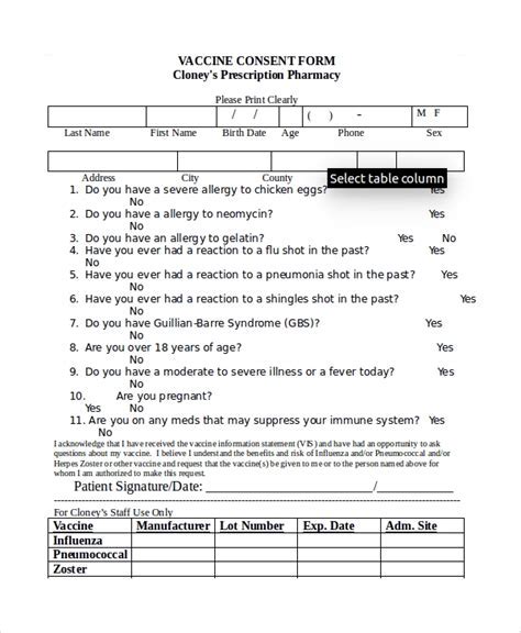 Vaccination Consent Form Template Besttemplatess Besttemplatess