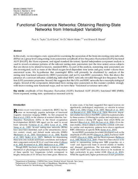 Pdf Functional Covariance Networks Obtaining Resting State Networks