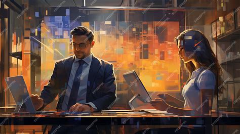 Premium Photo Working With A Laptop Computer And A Monitor Generative Ai