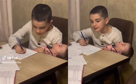 Video მეცადინეობისას მძინარე დაიკო მუხლებზე უწვენია და თან ეფერება ყველაზე ემოციური ვიდეო