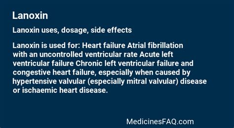 Lanoxin Uses Dosage Side Effects Food Interaction And Faq