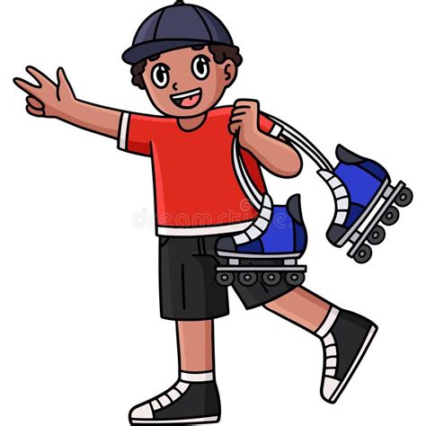 Inline Skater Carrying Skates Cartoon Clipart Stock Vector Illustration Of Colorful Drawing