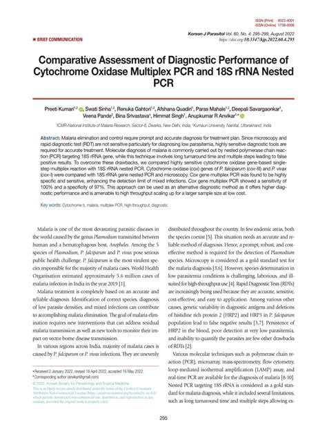 Pdf Comparative Assessment Of Diagnostic Performance Of Cytochrome