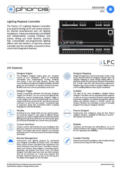 LPC DIN Rail Mounted DMX Lighting Controller Pharos Controls