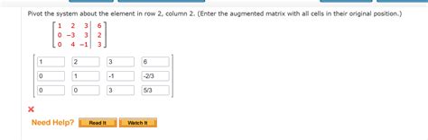 solved pivot the system about the element in row 2 column