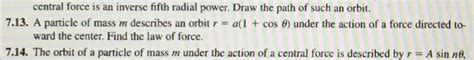 Solved A Particle Of Mass M Describes An Orbit Chegg Com