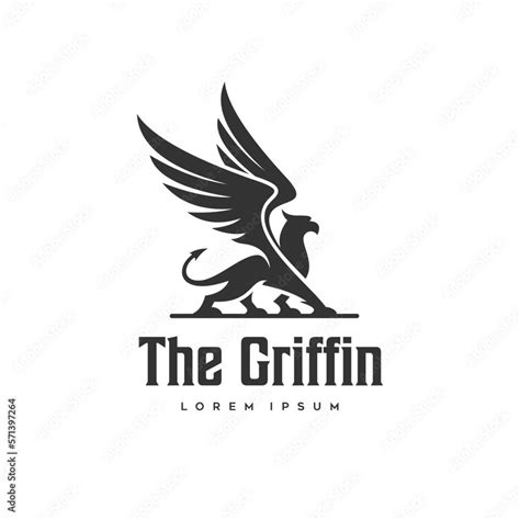 Griffin Mythology Logo Illustration Design Stock Vector Logo