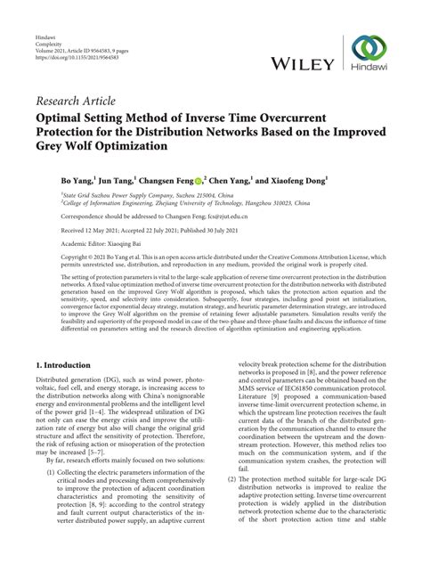 Pdf Optimal Setting Method Of Inverse Time Overcurrent Protection For The Distribution