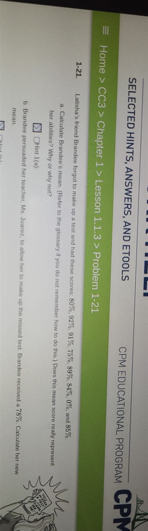 Selected Hints Answers And Etools Cpm Educational Program Cpm Home Cc3 Chapter 1 [algebra]