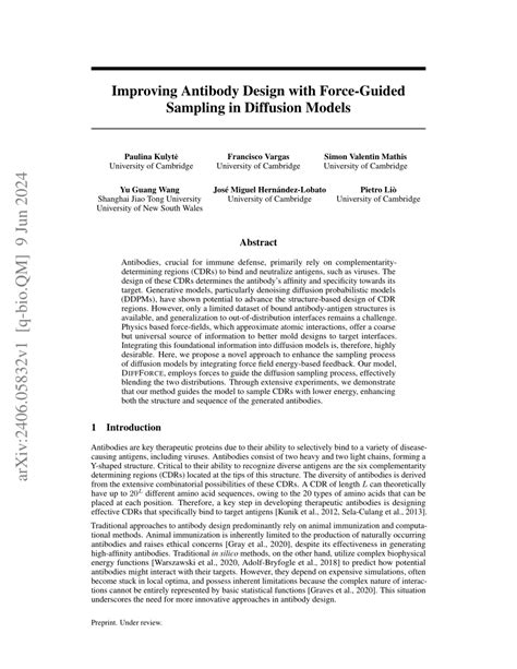 Pdf Improving Antibody Design With Force Guided Sampling In Diffusion Models