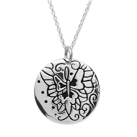 Unique Silver Necklace Sterling With Round Pendant And Pattern Sn0207