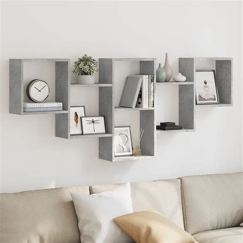 Vidaxl Wall Shelf Concrete Grey 159x18x66 Cm Engineered Wood