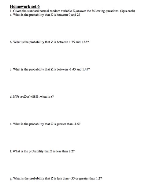 Solved Homework Set 6 1 Given The Standard Normal Random