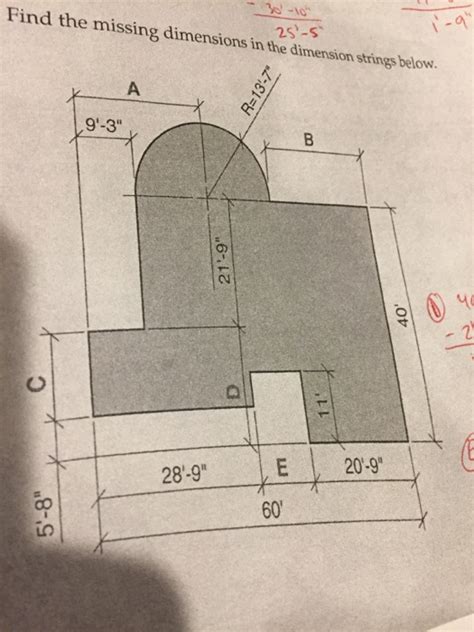 solved find the missing dimensions in the dimension strings