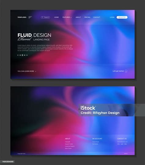 웹사이트 방문 페이지 디자인 템플릿은 비어 있고 깨끗한 개념으로 흐릿한 배경에 있습니다 가상현실에 대한 스톡 벡터 아트 및 기타 이미지 가상현실 개념 개발 Istock