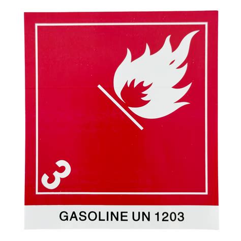 Placard Label Class 3 Gasoline Un 1203 4 × 4 Inches 102 × 102 C