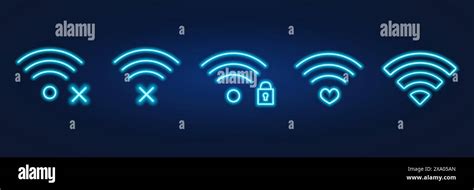 Wifi Signal Dial Up Connection Free Wifi No Connection Blue Neon