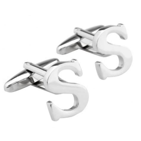 initial cufflinks letter s of the alphabet silver — that bloke