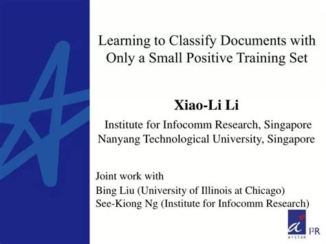 Ppt Learning To Classify Documents With Only A Small Positive