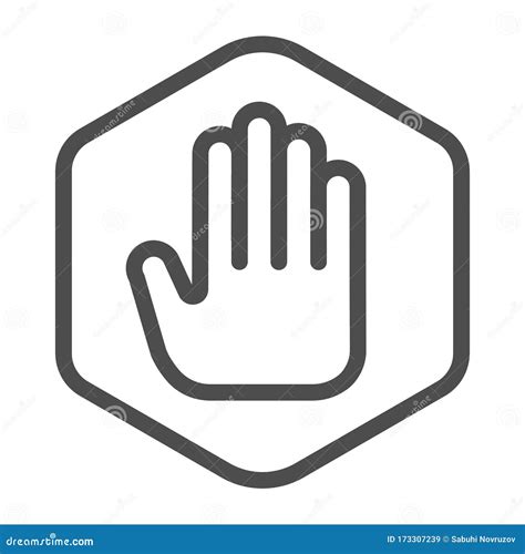 Ad Blocker Line Icon Shield With Hand Block World Wide Web Vector