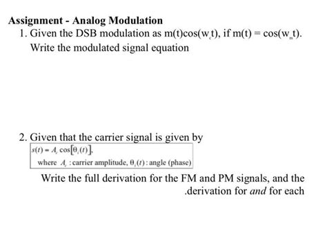Solved Assignment Analog Modulation 1 Given The Dsb