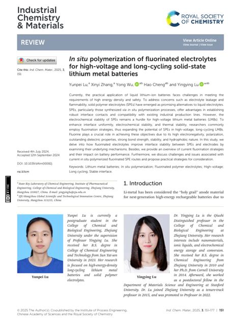 In Situ Polymerization Of Fluorinated Electrolytes For High Voltage And