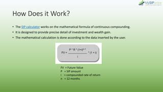 SIP Calculator Innovative Tool For Simplified Mutual Fund Return Calculation PPTX