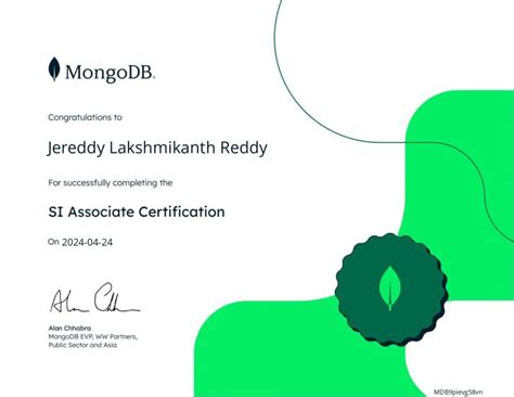 Jereddy Lakshmikanth Reddy On Linkedin Mongodb Achievement Greatful