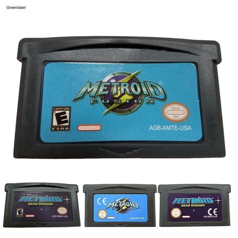 Euus Version Zero Mission Metroid Fusion Game Cartridge Card For Gba