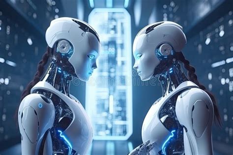 Ai Robotico Tecnologia Futuristica O Apprendimento Automatico Volto Umanoide Comunicazione