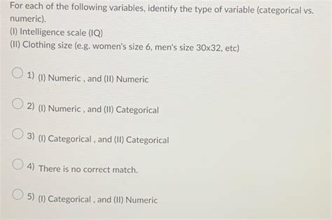 Solved For Each Of The Following Variables Identify The