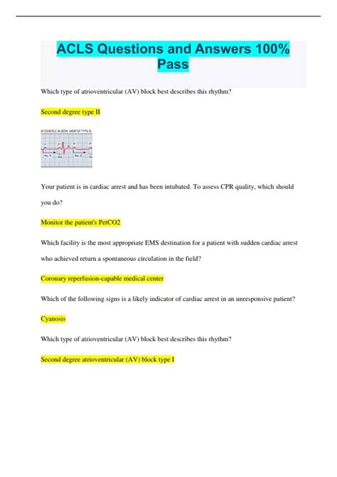 ACLS Questions And Answers Pass ACLS Stuvia US
