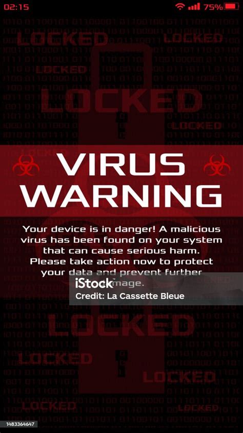 Virus Warning Interface Pop Up Alert On Phone Screen Vector Gui