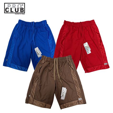 Pro Club Mens Heavyweight Mesh Basketball Shorts Royal Blue Red Brow