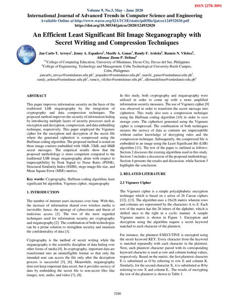 Pdf An Efficient Least Significant Bit Image Steganography With