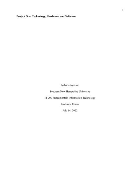 Project One Technology Hardware Software Copy Copy Project One Technology Hardware