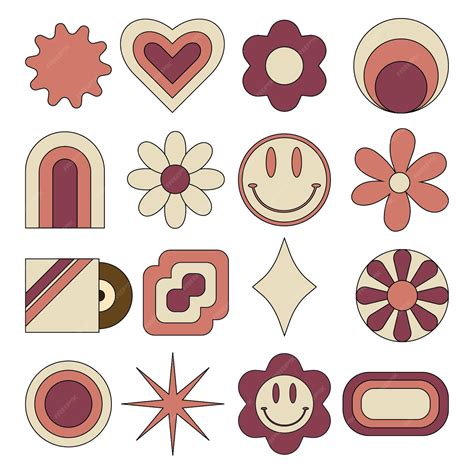 Premium Vector Set Of Retro 70s Elements Isolated Retro Elements