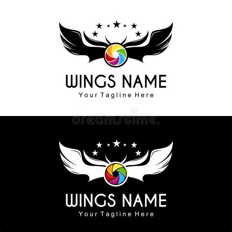 Wings Logo Design Shield Wings Vector Bird Feather Illustration Stock