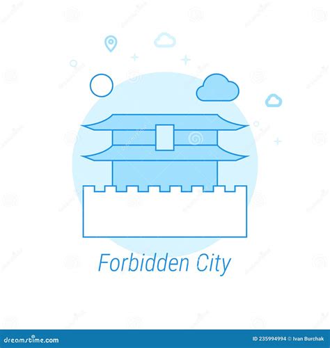 北京紫禁城中华平面图插图图标 浅蓝色单色设计 可编辑笔触 库存例证 插画 包括有 æš½è±¡ è¡¨æ„ æ 235994994
