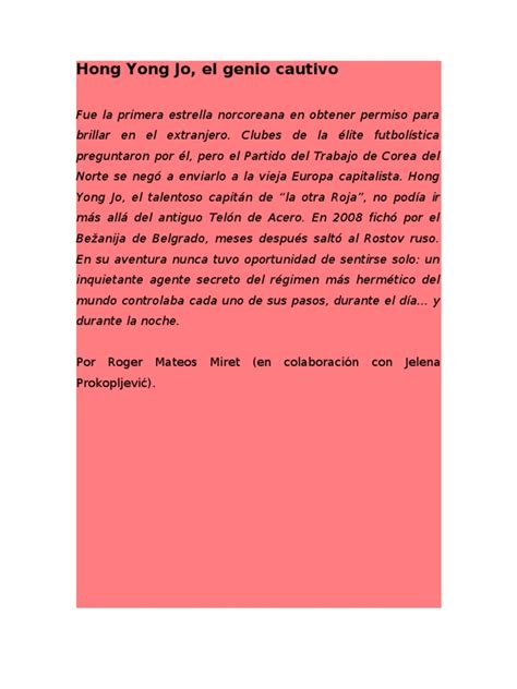 Hong Yong Jo El Genio Cautivo Pdf Corea Del Norte Política Mundial