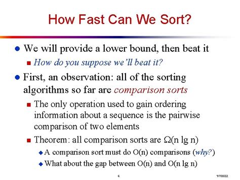 Lineartime Sorting Algorithms David Luebke 1 172022 Sorting