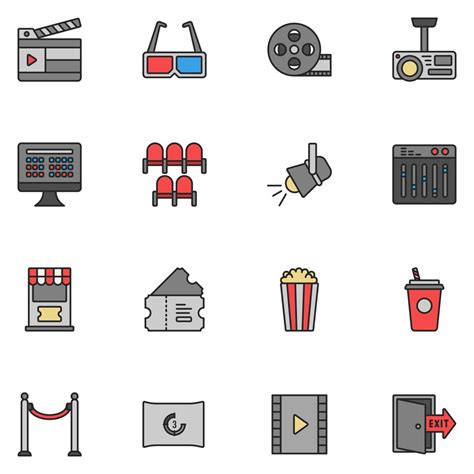 Cinema Filled Line Icon Set Vector 12713612 Vector Art At Vecteezy