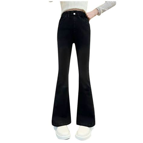 Lnwuy Girls Flare Jeans Bell Bottom Teen Denim Pants Flared Ripped Cute