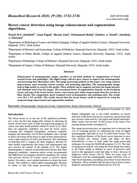 Breast Cancer Detection Using Image Enha Pdf Medical Imaging