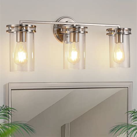 Yansun 3 Light Vanity Light With Metal Base Glass Shade Ideal