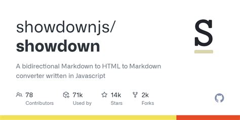 GitHub Showdownjs Showdown A Bidirectional Markdown To HTML To Markdown Converter Written In