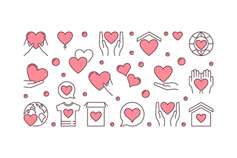 자선 벡터 크리에이 티브 가로 배너 또는 그림 프리미엄 벡터