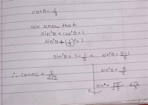 If Cos Theta R Then Find Value Of Cosec Theta Brainly In